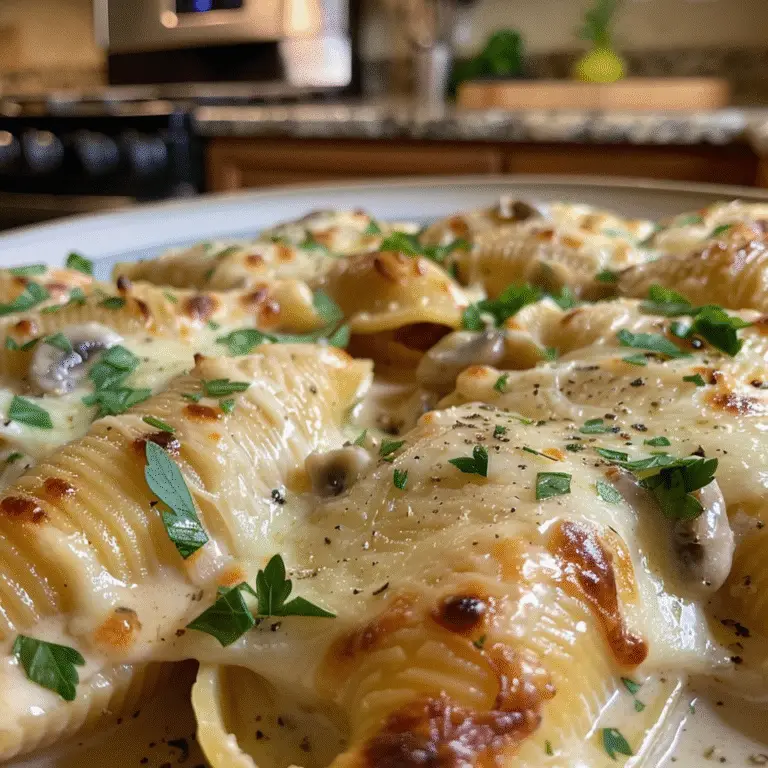 Creamy Garlic Mushroom Stuffed Shells
