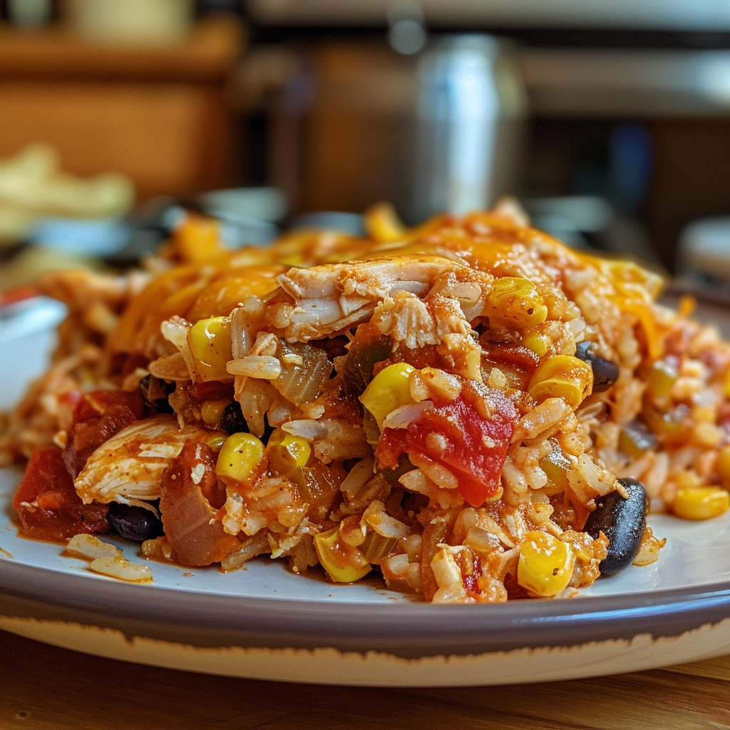 Chicken Enchilada Rice Bake